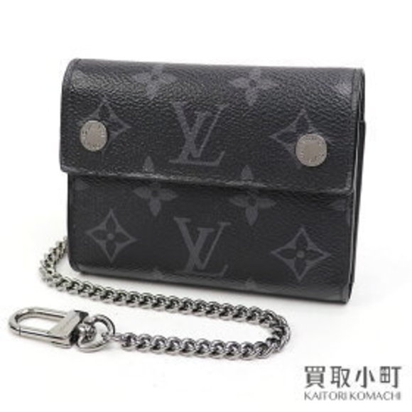 Louis Vuitton | Bags | Louis Vuitton Chain Wallet Eclipse Black Trifold ...